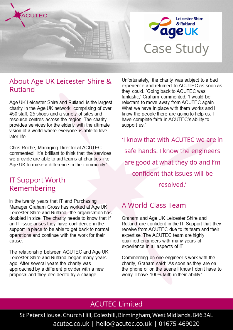 Age UK Leicester Shire & Rutland | ACUTEC